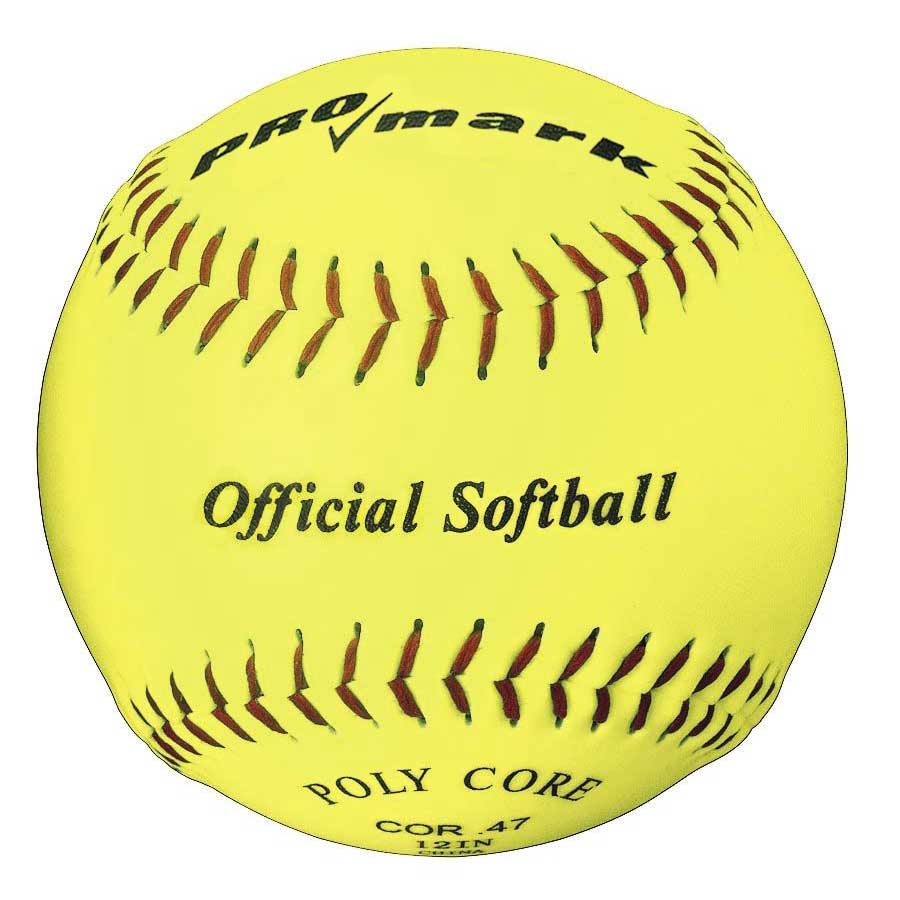 12" Optic Yellow Softball Poly Core 1 Doz.